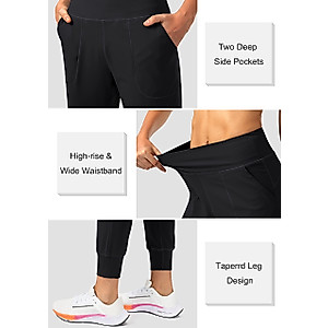 Soothfeel Women's Joggers with Zipper Pockets High Waisted Athletic Workout Yoga Pants Joggers for Women