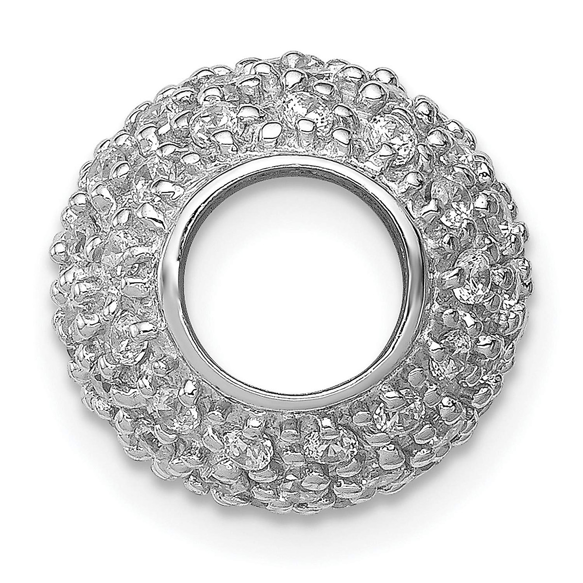 Jewelry Stores Network Sterling Silver CZ Bead Chain Slide Pendant