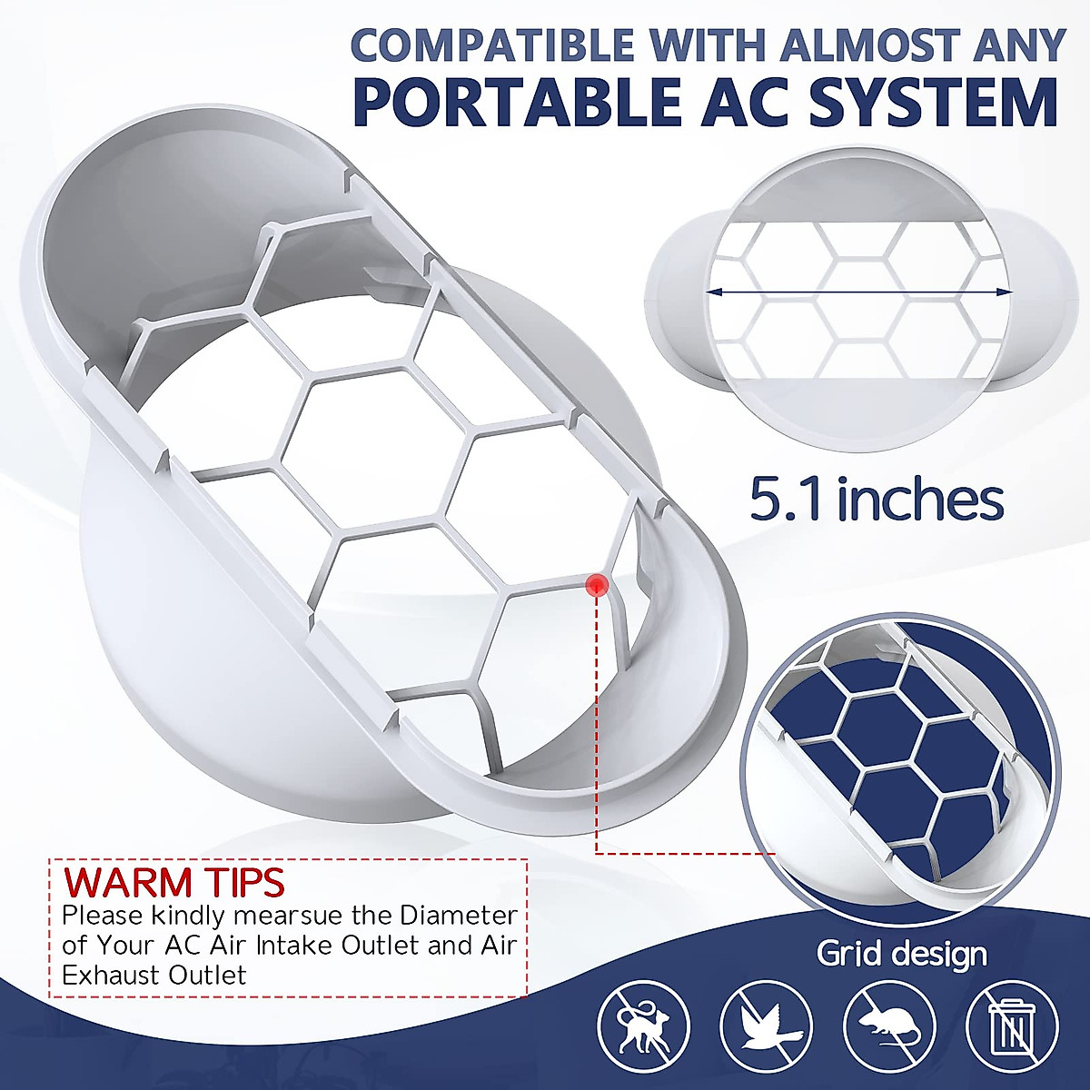 BAPHILE Portable Air Conditioner Window Kit, Adjustable Universal Window Vent Kit for AC Unit, Vertical or Horizontal Sliding Window Kit Plate for 5.1’’/13 cm AC Exhaust Hose