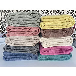 Muslin Blanket 100% Cotton, 4 Layers Bedspread, Soft Turkish Cotton Muslin Bed Cover, Reversible Coverlet, Brown (King Size 95x102-230x260cm)