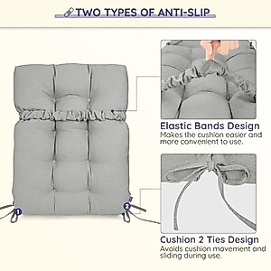 Sutteles Rocking Chair Cushion,Indoor/Outdoor Rocking Chair Cushions with Elastic,Thickened Cushions for Outdoor Rocking Chair, Tufted Rocking Chair Cushions, 41.33 * 17.71 Inch, 1-Pack (Light Gray)