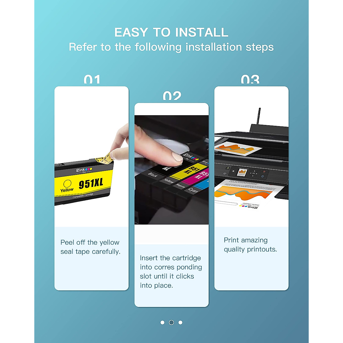 E-Z Ink Pro Compatible Ink Cartridge Replacement for HP 950XL 951XL 950 XL 951 XL to use with OfficeJet Pro 8610 8600 8615 8620 8625 8100 276dw 251dw (3 Black, 2 Cyan, 2 Magenta, 2 Yellow)