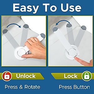 Toilet Locks Baby Proof (2-Pack) Ideal Baby Proof Toilet Lid Lock with Arm – No Tools Needed Easy Installation with 3M Adhesive – Top Safety Toilet Seat Lock – Fits Most Toilets, White