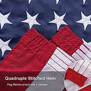 SYII American US Boat Flag 16x24 Inch Made in USA, Embroidery 50 Stars Ensign Nautical U.S.A Flags with 2 Brass Grommets, Heavy Duty Nylon Outdoor Banner for Yacht