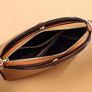 Mn&Sue Lightweight Small PU Leather Dome Purse Satchel Crossbody Bag Messenger Shoulder Handbag for Women (Brown)