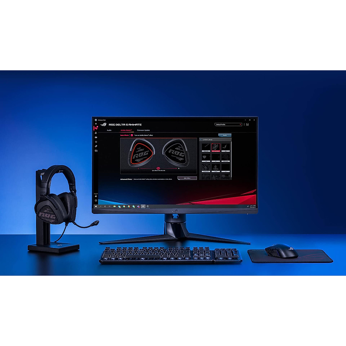 ASUS ROG Delta S Animate Gaming Headset | Customizable AniMe Matrix LED Display, AI Noise-Canceling Mic, Hi-Res ESS 9281 Quad DAC, Lightweight, USB-C, For PC, Mac, PS5, Switch and Mobile Devices,Black