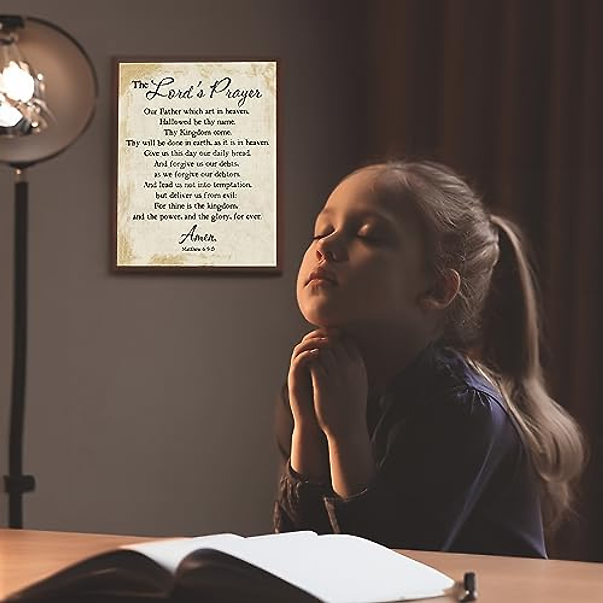 The Lords Prayer - Christian Wall Decor Print, Parchment Paper Bible Inspirational Wall Art Print, Vintage Faith Gift For Living Room Decor Aesthetic, Home Decor, Office Decor, Church, Unframed - 8x10