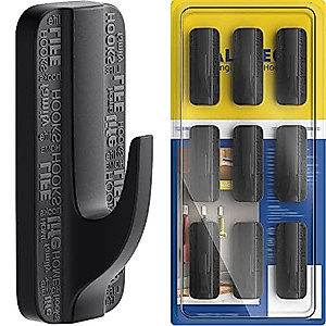 ALOCEO Sticky Hooks for Hanging Sticky Hanger for Bathroom Kitchen Office Closet, 9 Pack 12 Adhesive Strips, Black