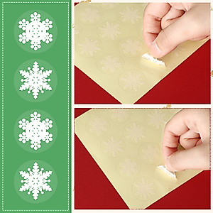 Containlol 800 Pcs 1inch Christmas Snowflakes Stickers Round Circle White Self Adhesive Clear Snowflakes Label Stickers Xmas Winter Envelope Cookie Gift Candy Snow Bag Book Seals Decoration,40 Sheets