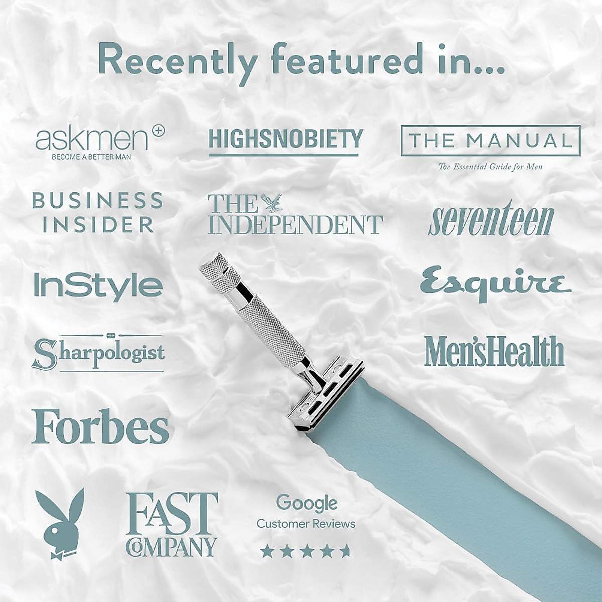 ROCKWELL RAZORS 6C White Chrome Safety Razor With 6 Adjustable Shave Settings and 5 Fully Recyclable Razor Blades Reusable Safety Razors for Men and Women