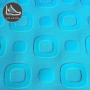 Non-Slip Bathtub Mat,Soft Rubber Anti-Slip Bath Shower Mat with Suction Cups, 37×14 Inch Bath Tub Mats for Bathroom,Machine Washable Shower Mats,Sky-Blue Fast Draining, Dots Design