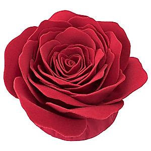 JWH 3D Flower Throw Pillow Cover Aesthetic Decorative Rose Floral Accent Pillow Case Round Cushion Handmade Pillowcase Couch Bed Living Room Chair Bedroom with Insert 14 Inch Red