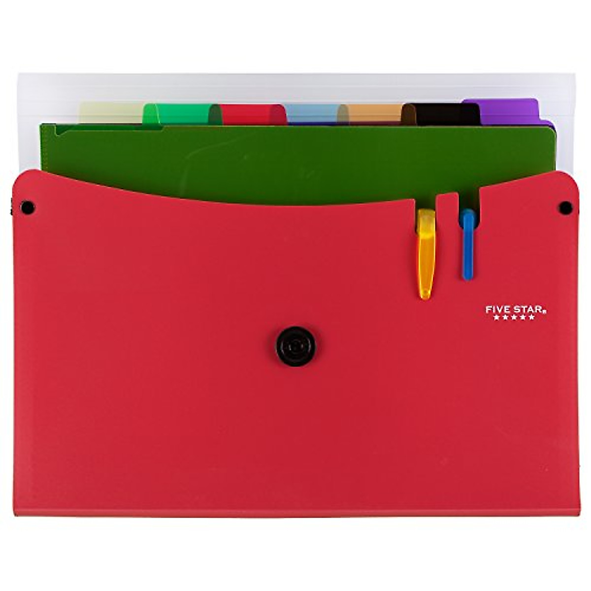Five Star Expanding File with Removable Files, 7-Pocket Expandable File Folder, 13" x 10-1/4", Red (73944)
