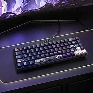 PBT Keycaps 60 Percent, Great Wave Off Kanagawa Japanese Keycaps, DYE-Sub Custom Keycaps Set, Cherry Profile Keycaps for 61/64/66/68 Cherry Gateron MX Switches Mechanical Keyboard, 78 Key Set