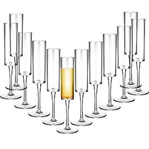 Champagne Flutes Goblets Plastic Acrylic Wine Toasting Goblets Crystal Disposable Cocktail Cups Drinkware Reusable For Christmas Party Wedding Birthday Anniversary(Clear,12 Pieces)