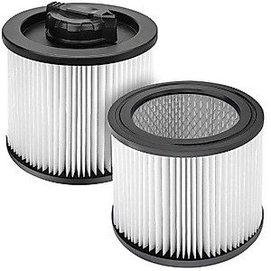 Fette Filter - DXVC4002 High Efficiency Cartridge Filter Replacement Compatible with Compatible with DeWalt DXV04T, DXV05P, DXV05S, DXV08S, DXV06G 4 Gallon Wet/Dry Vacuum Cleaners - Pack of 2