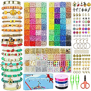 Redtwo 18000 Pcs Clay Beads Bracelet Making Kit, 3 Boxes 64 Colors Flat Polymer Heishi Beads Jewelry Making kit with Gift Pack, Friendship Bracelet Kits for Girls Ages 8-12