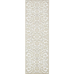 Unique Loom Rushmore Collection Area Rug - Taft (3' x 9' 10" Runner, Snow White/ Beige)