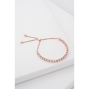 Ted Baker London Melrah Icon Crystal Slider Adjustable Tennis Bracelet for Women (Rose Gold Tone)