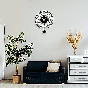 JUJUDA Large Wall Clock for Living Room Decor Modern Silent Pendulum Wall Clock for Home House Kitchen Bedroom Decorative Big Wall Clock Non Ticking Battery Operated Quartz for Indoor Bathroom 17 Inch