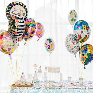 Happy Birthday Aluminum Foil Balloons (50-Pieces) Helium Floating Mylar Balloon Party Decoration Supplies - 18 Inches Round Inflatable Balloons