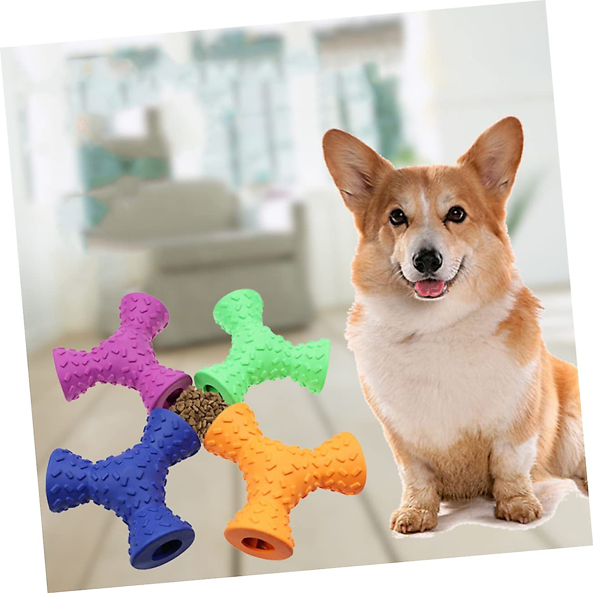 FOMIYES 1pc 3 Dog Toy Food Dispensing Toy Bumps on Surface Toy Three Holes Toy Safe Toy Toys Rubber Pet Toy Puzzle Feeders for Dogs 3 Holes Dog Chew Toy Dog Tooth Cleaning Toy Bite Toy Dog