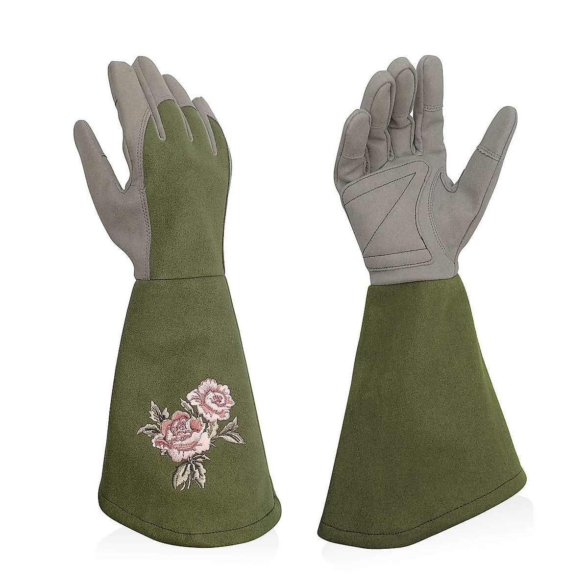 Intra-FIT Rose Pruning Gloves Thorn Proof, Embroidery Leather Gardening Gloves with Extra Long Forearm Protection