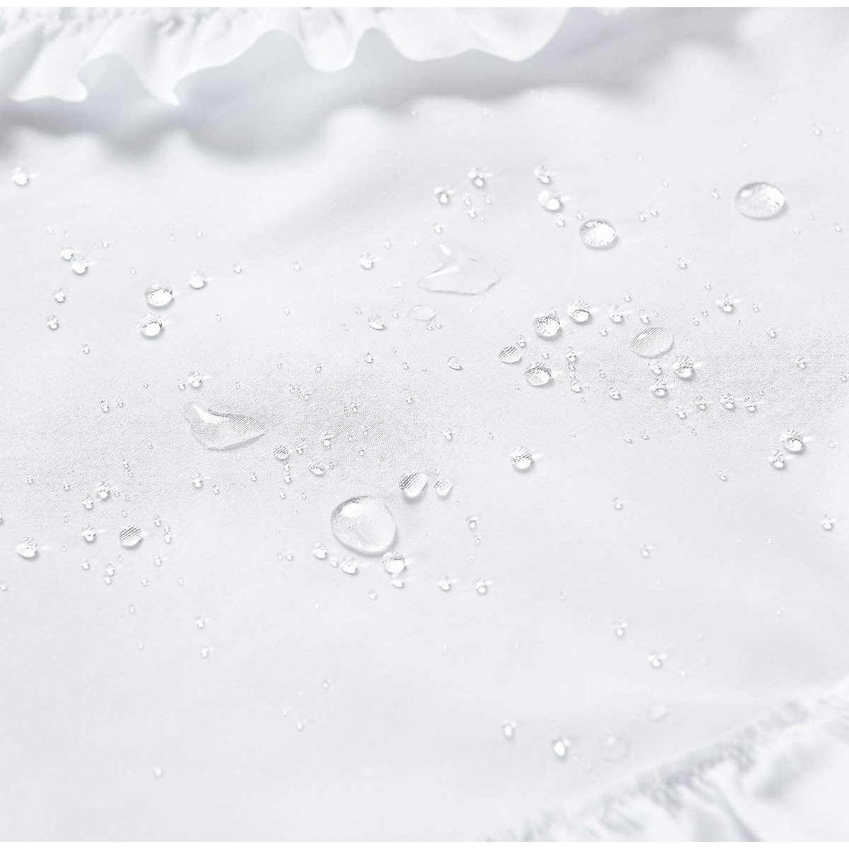 DOSLY IDÉES White Ruffle Fabric Shower Curtain for Bathroom,Mermaid Pattern,Farmhouse,Country Rustic,Cute,Washable and Waterproof,72x84 Inch Long