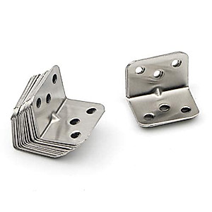 Pxyelec 20pcs L Bracket, Stainless Steel Right Angle Code Corner Brace Joint Bracket Angle, 6 Hole, 36mm x 28mm x 1.0mm (Thick)