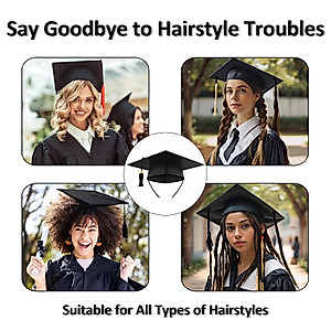 HuLiPaLi Graduation Cap Headband, 2 Pack - Protects Hair Style, Upgraded Comfort, Versatile Functionality, Firm & Stable - Black