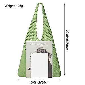 Ovida Crochet Mesh Beach Tote Bag Summer Y2K Aesthetic Knit Shoulder Bag Large Capacity Hobo Bag for Women