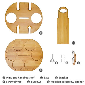 Tirrinia Small Wine Rack, Wine Racks Countertop with Glass Holder, Bottle Shaped Shelf Wine and Wine Glass Holder, Perfect for Home Decor & Kitchen Wine Storage Rack, Best Gift for Wine Lover