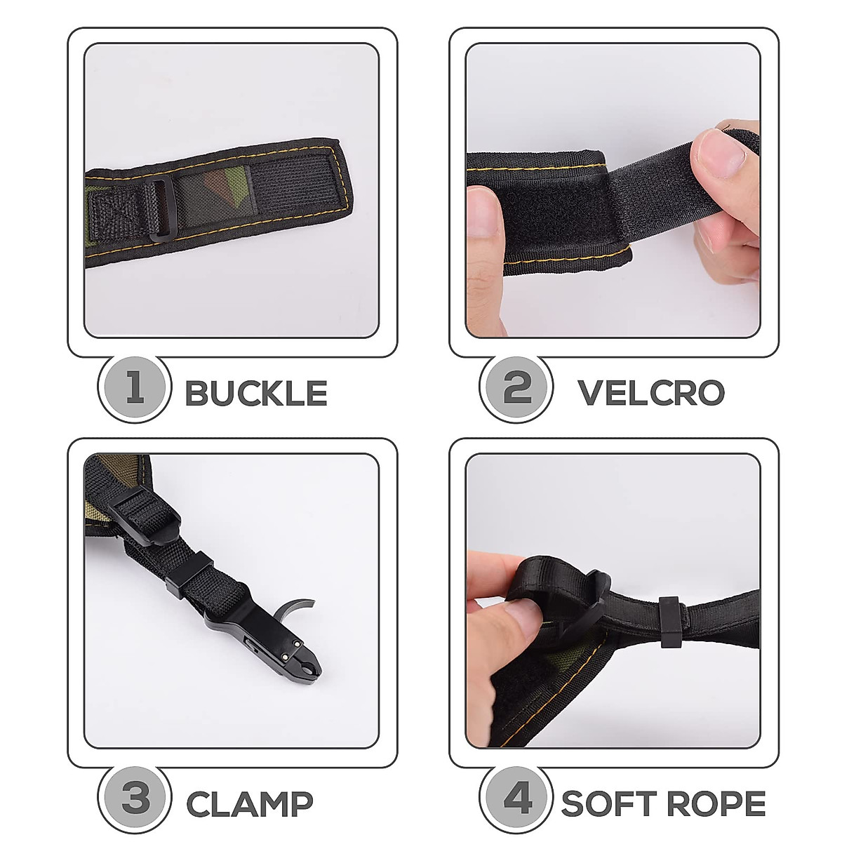 Archery Release Aids Compound Bow Trigger Caliper Shooting Adjustable Camo Wrist Strap Right Left Handed
