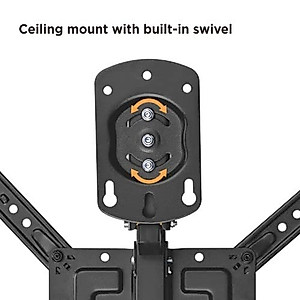 Mount Plus CM344 Flip Down TV and Monitor Roof Ceiling Swivel Mount | Fits Flat TV 23 to 55 Inches | VESA Compatible 200x200, 400x400 | Height Adjustable | Pitched Roof