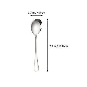 Hemoton 1 Set Stainless Steel Cutlery Stirring Spoons Slotted Serving Spoons Salad Forks Long Handle Dessert Spoons Ice Cream Spoons Salad Forks Silver
