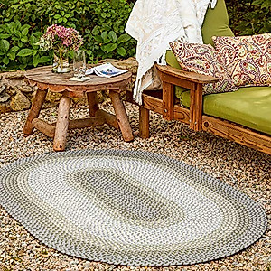 Super Area Rugs Braided Rug Pinecrest Indoor/Outdoor Braided Carpet for High Traffic Kitchen, Frosty Multi, 4' x 6' Oval