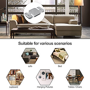 DEEPDREAM 12 Pcs Sectional Couch Connectors Metal Couch Clips Sofa Connector Interlocking Furniture Connector with 28 Pcs Screws