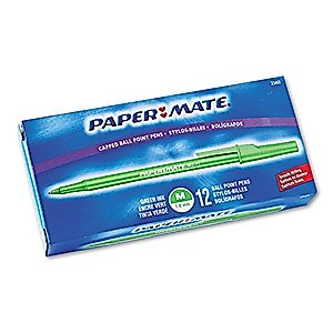 Paper Mate 3341131 Write Bros Stick Ballpoint Pen, Green Ink, 1mm, Dozen