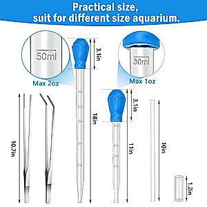 5 in 1 Aquarium Coral Feeder Kit, Luxiv 2 Pcs 60ml and 30ml Aquatic Reef Feeding Dropper with 10in Extender Pipe, 2 Pcs Stainless Steel Straight and Curved Aquarium Tweezers for Feeding Tongs