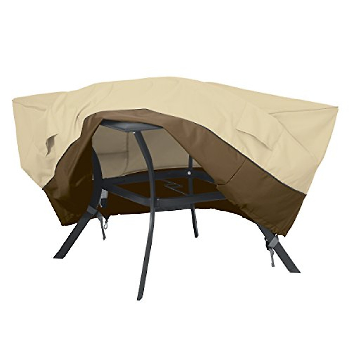 Classic Accessories Veranda Water-Resistant 40 Inch Square Patio Table Cover, Outdoor Table Cover, Pebble/Bark/Earth