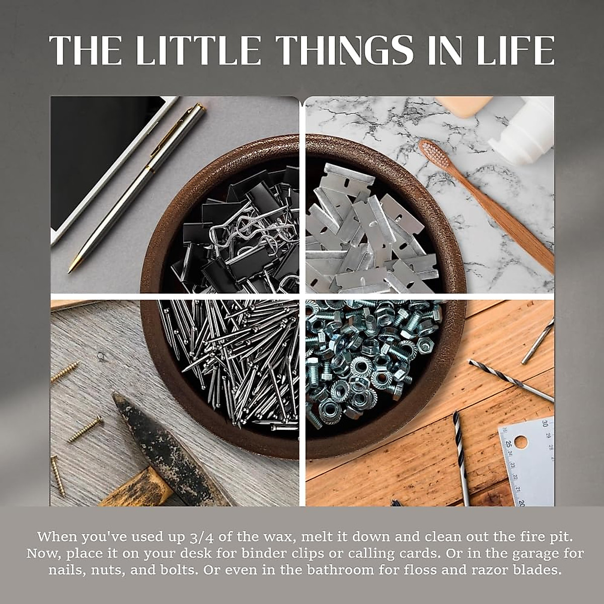 Dough Bowl Candle Company Candles for Men - 6.2" x 3" Firepit Metal Mens Candle, Mahogany Teak Scented Candles for Men, Multipurpose Wooden Wick Candles for Bedroom or Man Cave, 50 Hour Burn Time