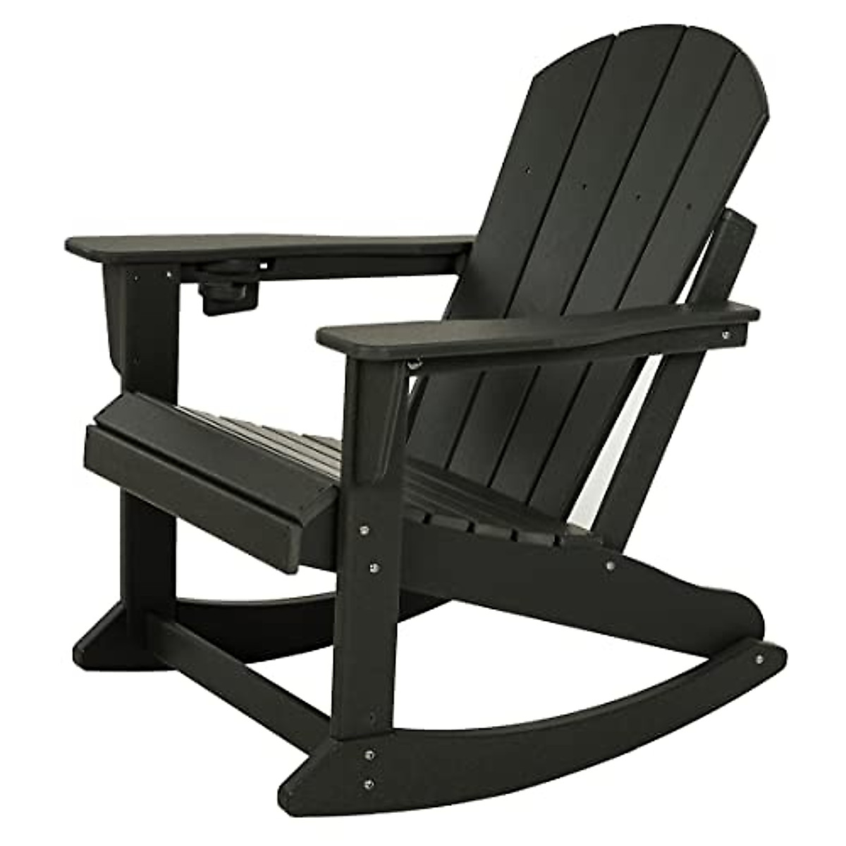 Adirondack Rocking Chair Outdoor Patio Rocker Adirondack Chairs HDPE Plastic Weather Resistant Lawn Chair for Porch Balcony Garden Beach Backyard Black