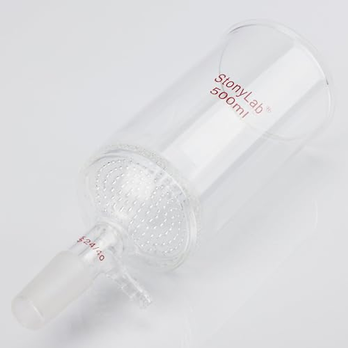 stonylab Glass Buchner Filtering Funnel, Borosilicate Glass Plate Filter Funnel with 9 mm Hose Connection and 24/40 Standard Joint for Filter Test, 500 ml