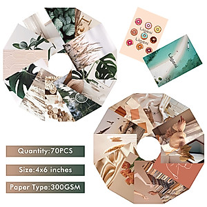 LIIGEMI 70PCS Botanical Wall Collage Kit Aesthetic Pictures，Bedroom Decor for Teen Girls, VSCO Room Decor, Boho Trendy Decor Photo Collection，Double- Sided, 70 Set 4x6 Inch