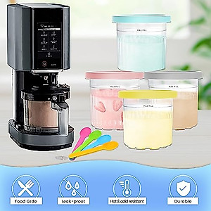 TERWOK Ice Cream Pint Container - 4 Pack Ice Cream Containers and Lids Replacement for Ninja Creami Compatible with NC300, NC301, CN301CO, CN305A