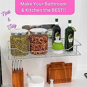 Premium Shower Caddy with Powerful Adhesive, No Drilling Shower Shelves, Wall Mounted Shower Organizer, Elegant Stainless Steel Shower Rack, Perfect Shower Caddy Shelf for Your Daily Use