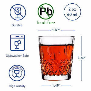 Valeways 1.75oz Mini Shot Glass Set of 6/Clear/Tasting Glasses/Cordial Glasses/Sherry Glasses/Glasses Snifters/Cute Shot Glasses