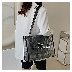 HEANTTV The Tote Bag, Clear Tote Bag for Women Plastic Tote Bag Crossbody Beach Bag PVC Travel Bag