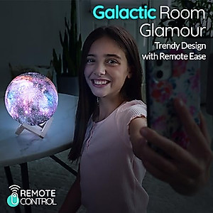 Mind-Glowing Galaxy Moon Lamp with 16 Colors, Touch/Remote, Wood Stand - Teen Girls Gifts Trendy Stuff - Birthday Gift for 6 7 8 9 10 11 12 Year Old Teenage Girl - Cool Night Light for Kids (5.9 inch)