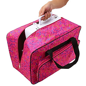 JanTeelGO Sewing Machine Carrying Case Tote Bag, Nylon Carry Bag, Padded Storage Cover Carrying Case with Pockets and Handles, Suitable for Most Standard Singer, Brother, Janome (Red)